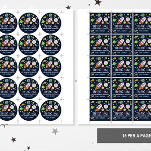 Outer Space Baby Shower Favor Tag Sticker Planet Rocket Ship Astronaut ...