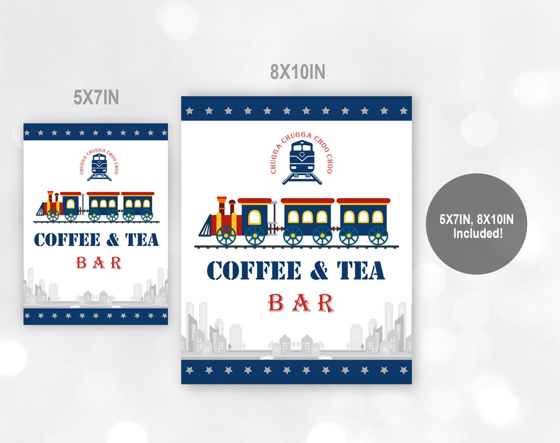 Train Coffee & Tea Bar Sign 8x10in 5x7in Included EDITABLE - Etsy