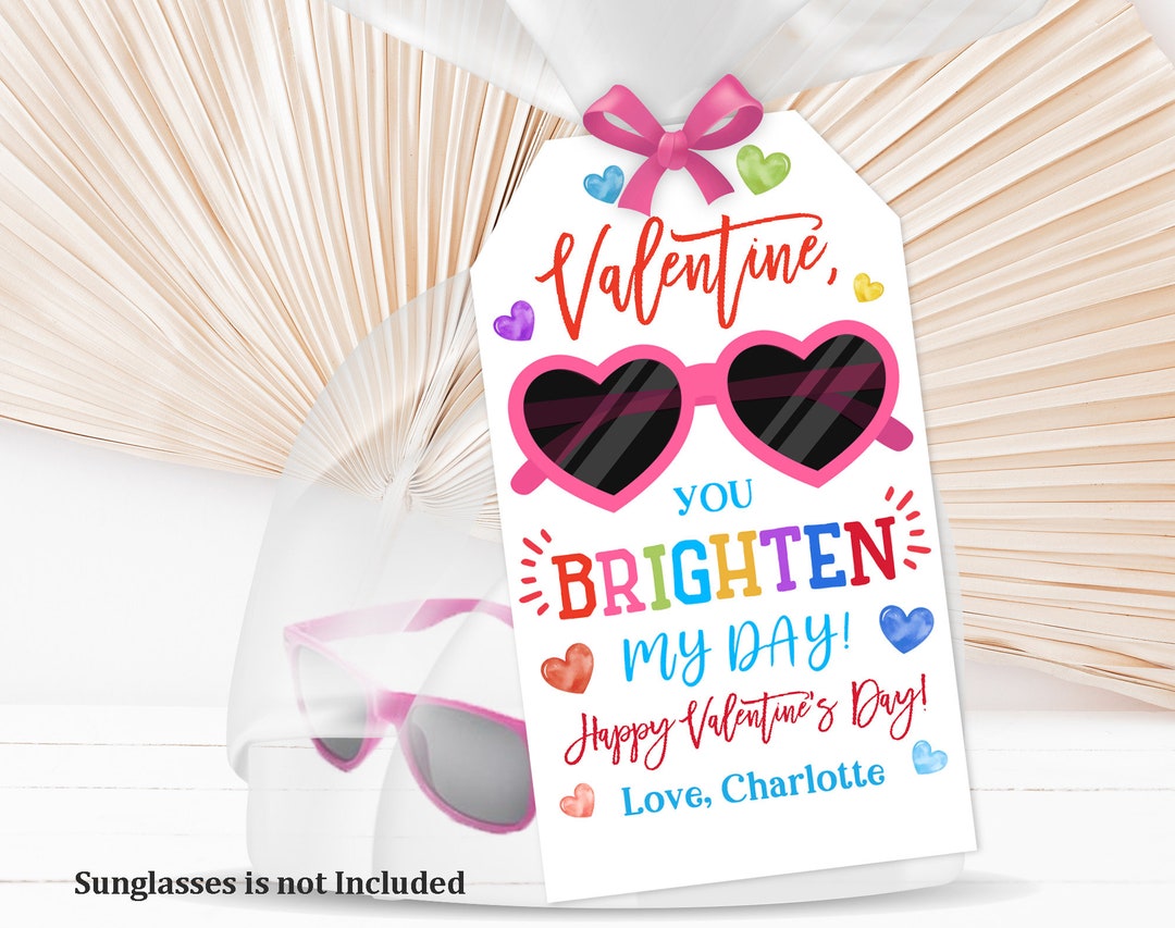 You Brighten My Day Valentine Sunglasses Tags Rainbow School - Etsy