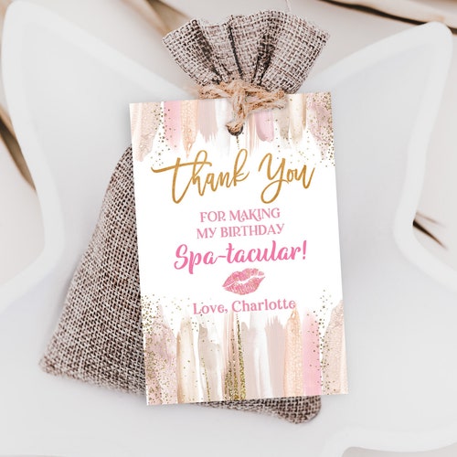 Editable Spa Tag Spa Party Favor Tags Spa Birthday Party - Etsy