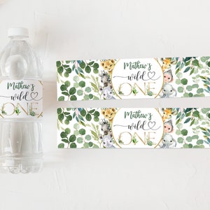 Safari Wild One Water Bottle Label Jungle Birthday Party Water - Etsy