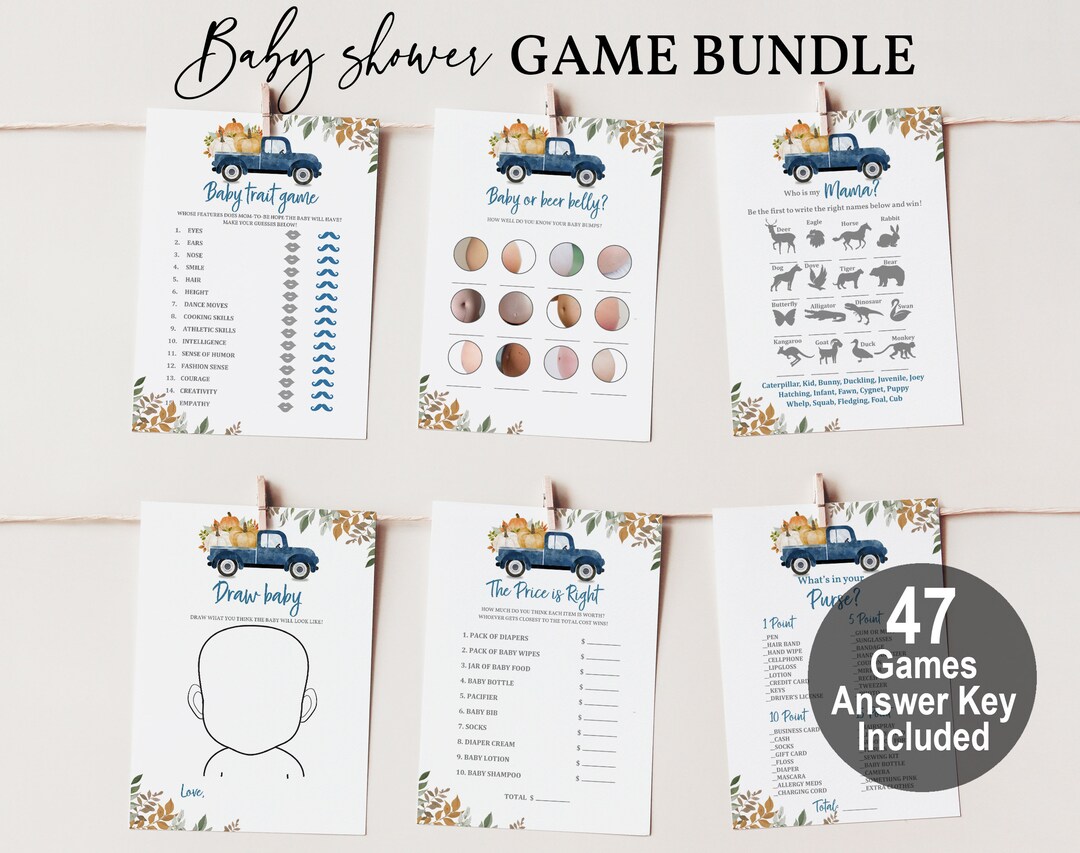 Pumpkin Truck Baby Shower Game Bundle Pumpkin Fall Autumn Game Pack ...