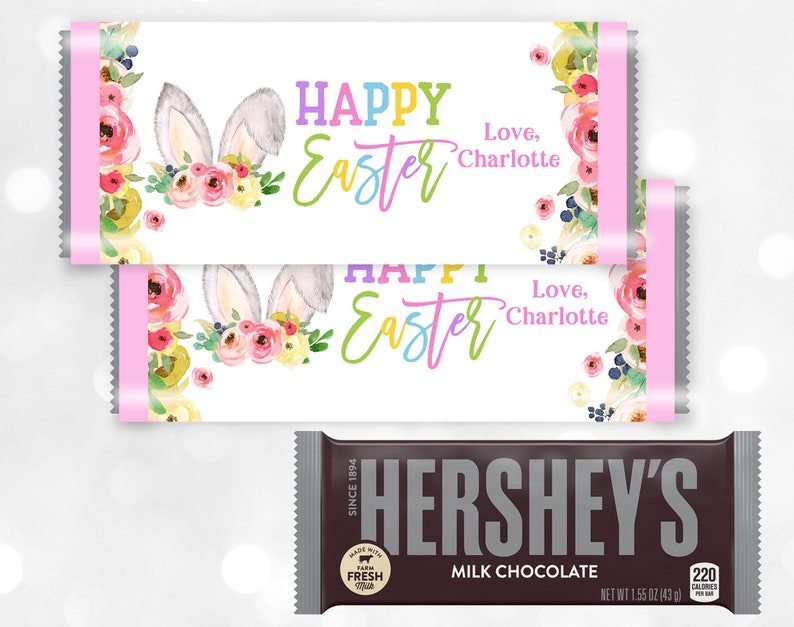 Bunny Candy Bar Wrapper Happy Easter Rabbit Chocolate Label - Etsy