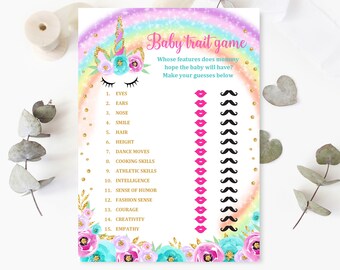 Unicorn Baby Shower Games | Etsy