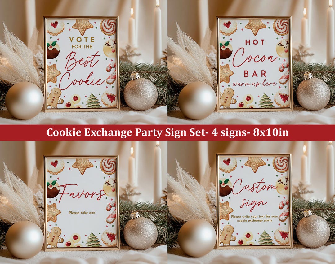 Christmas Cookie Exchange Table Sign Set Vote for Your Favorite Cookie ...