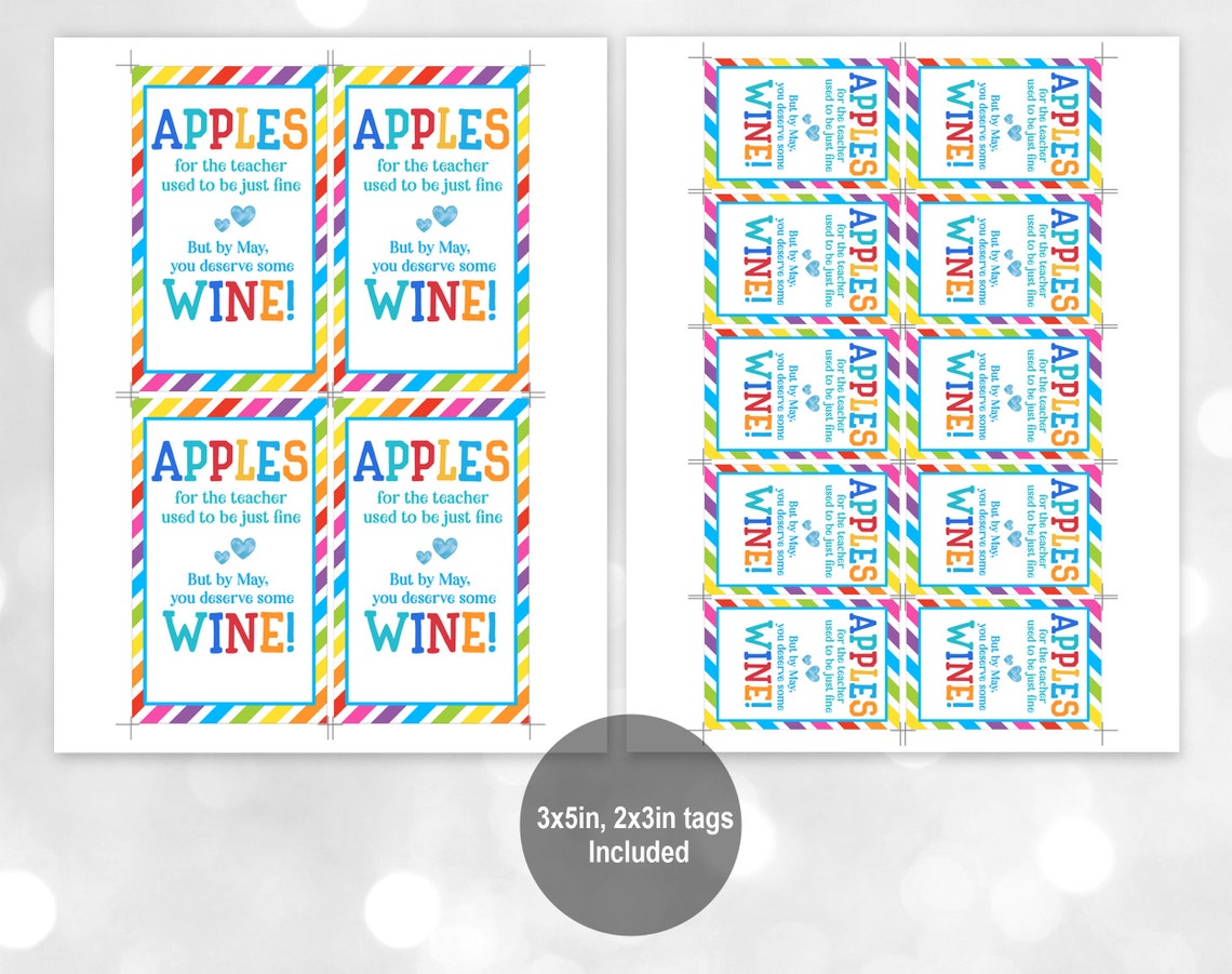 Teacher Wine Tag Wine Teacher Appreciation Gift Tag Wine Label - Etsy