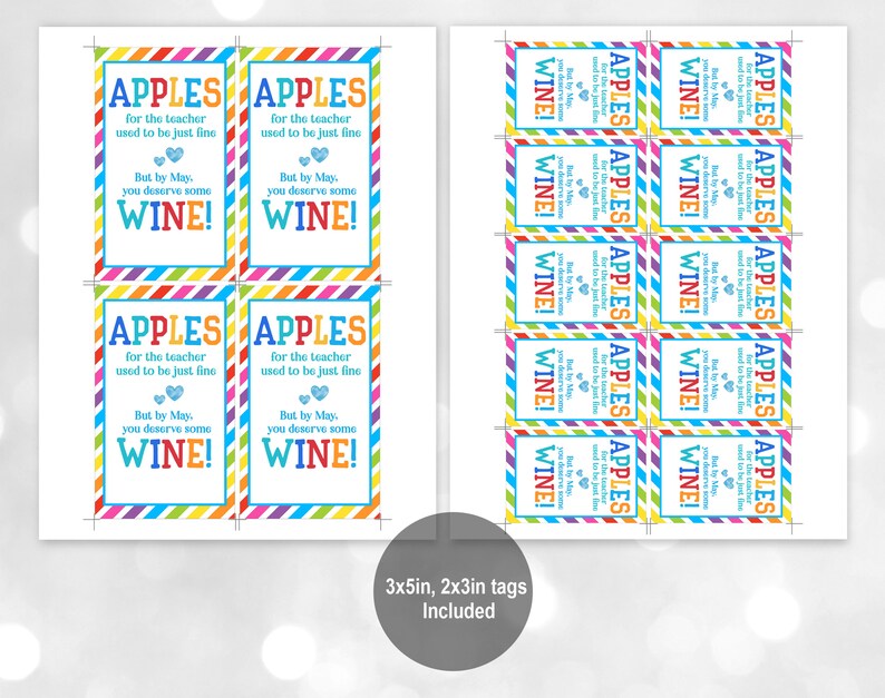 Teacher Wine Tag Wine Teacher Appreciation Gift Tag Wine Label - Etsy