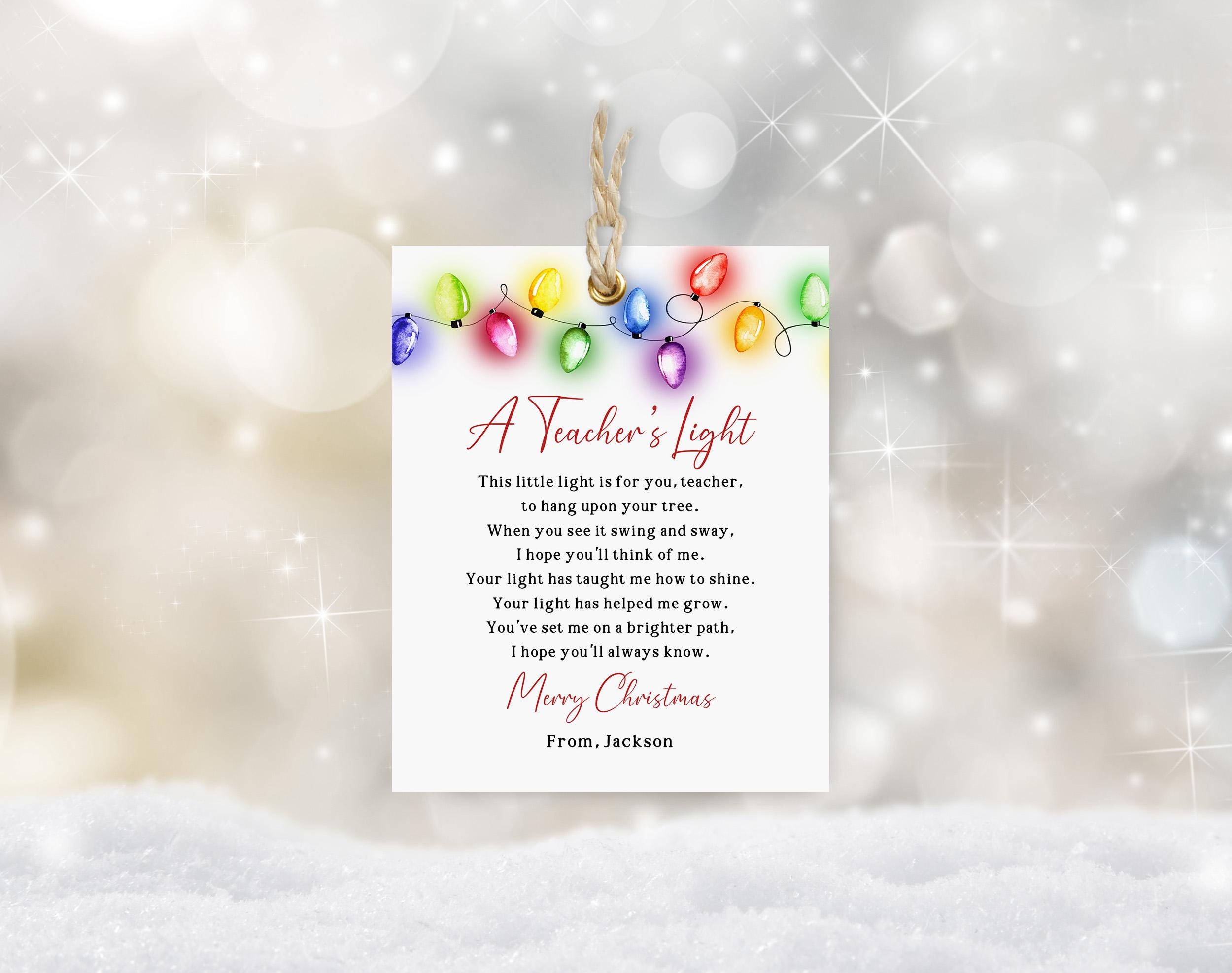 Teacher Gift Tags: Christmas Printable With Poem (editable, 3 Sizes ...