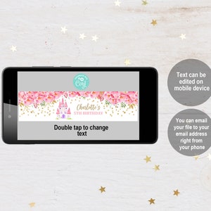 Princess Birthday Water Bottle Label Download EDITABLE Princess Floral ...