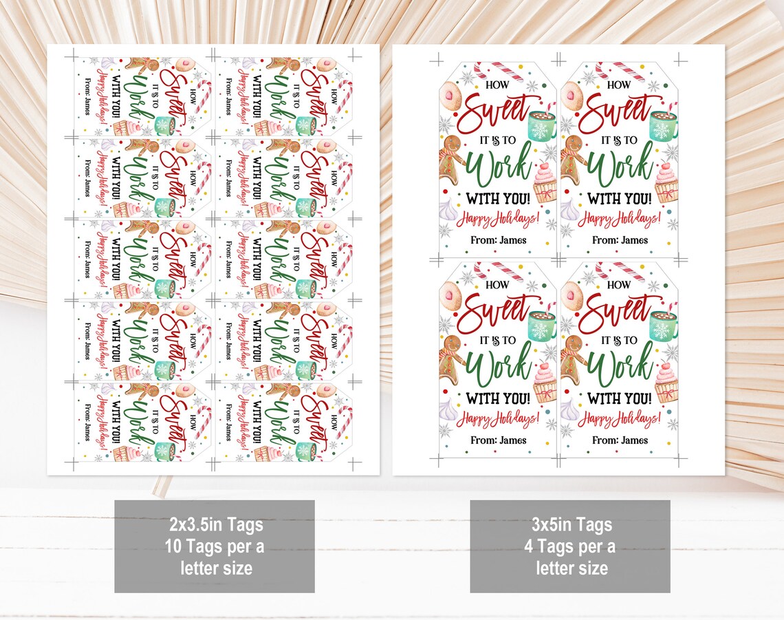Christmas Coworker Gift Tags How Sweet It is to Work With You - Etsy