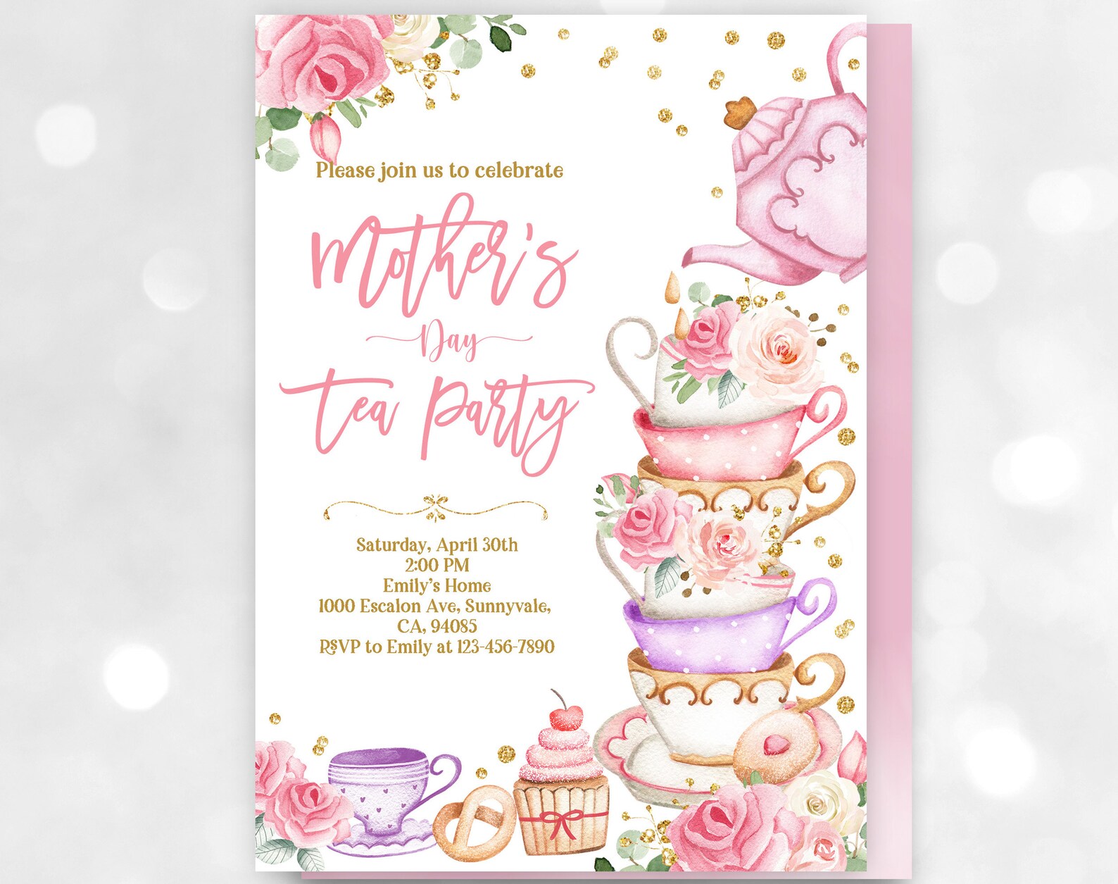 Mothers Day Tea Party Invitation Mother's Day Brunch - Etsy