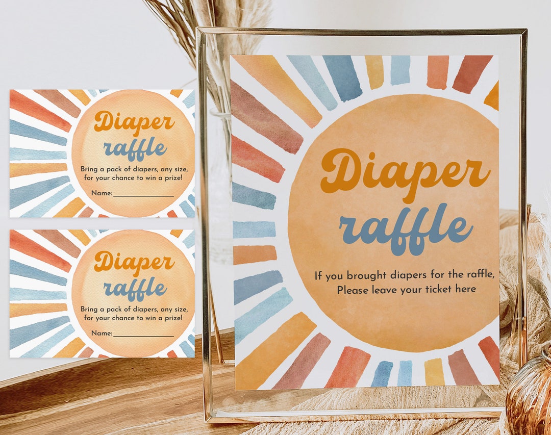 Boho Sunshine Baby Shower Diaper Raffle Tickets & Sign Here Comes the ...