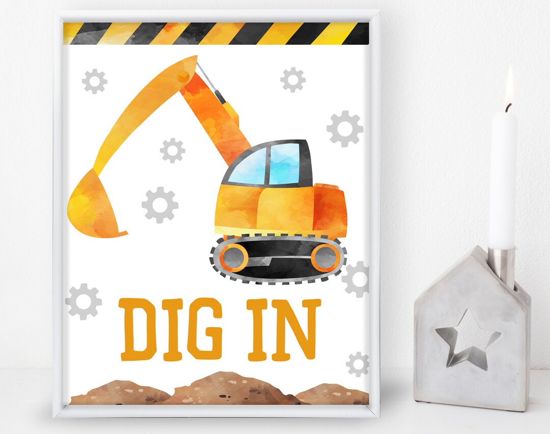 Construction Dig in Sign Baby Shower Food Sign, 8x10in EDITABLE ...