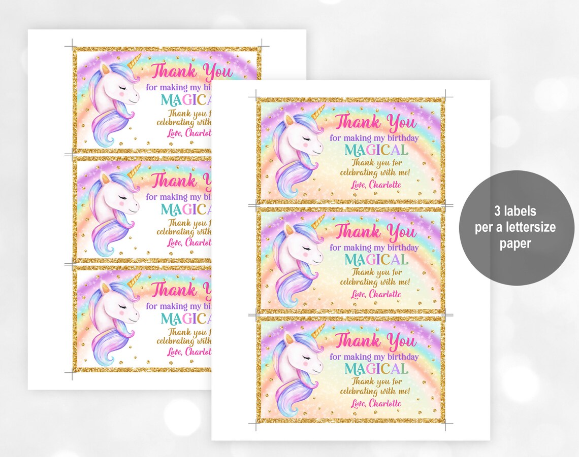 Unicorn Birthday Gable Box Label Rainbow Magical Gift Box - Etsy