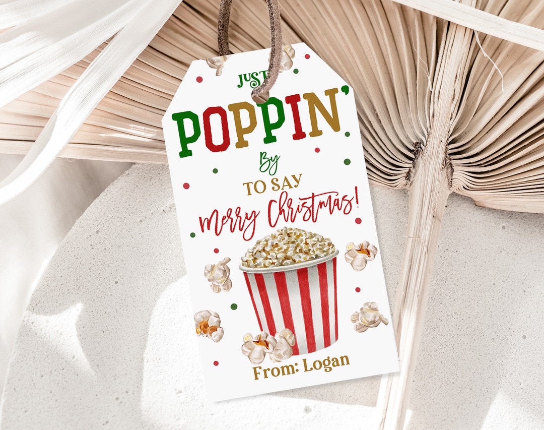 POPPIN Tag Merry Christmas Tag Popcorn Gift Tag Kids Classroom Gift Tag ...