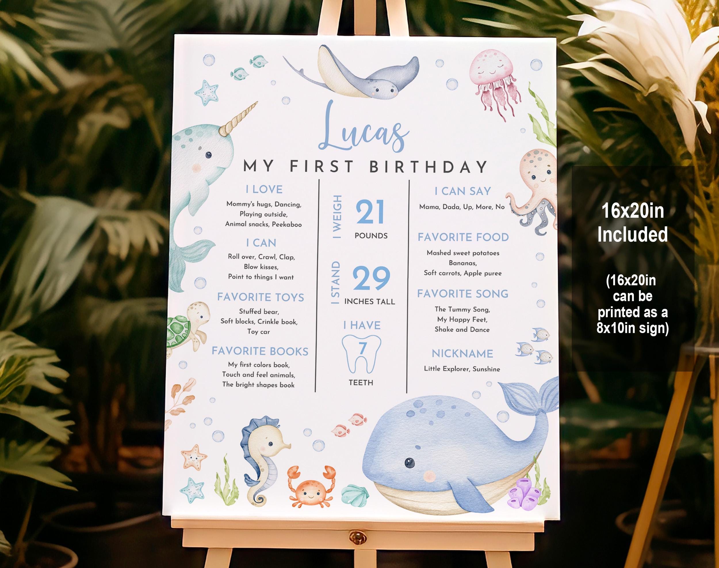 Under the Sea First Birthday Poster: Nautical Milestone Sign Bir462 - Etsy