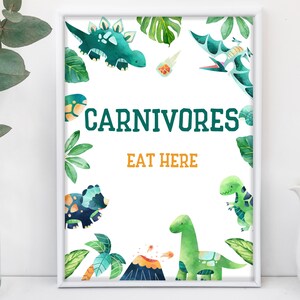 Carnivores Dinosaur Food Table Sign Cute Dino Birthday Sign Baby Boy ...