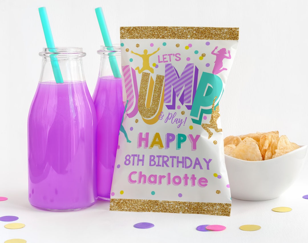 Jump Party Chip Bag: Trampoline Theme Printable (editable PDF) Bir66 - Etsy