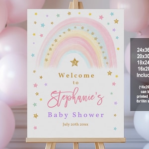 Pastel Rainbow Welcome Sign Rainbow Baby Shower Welcome Poster Girl ...