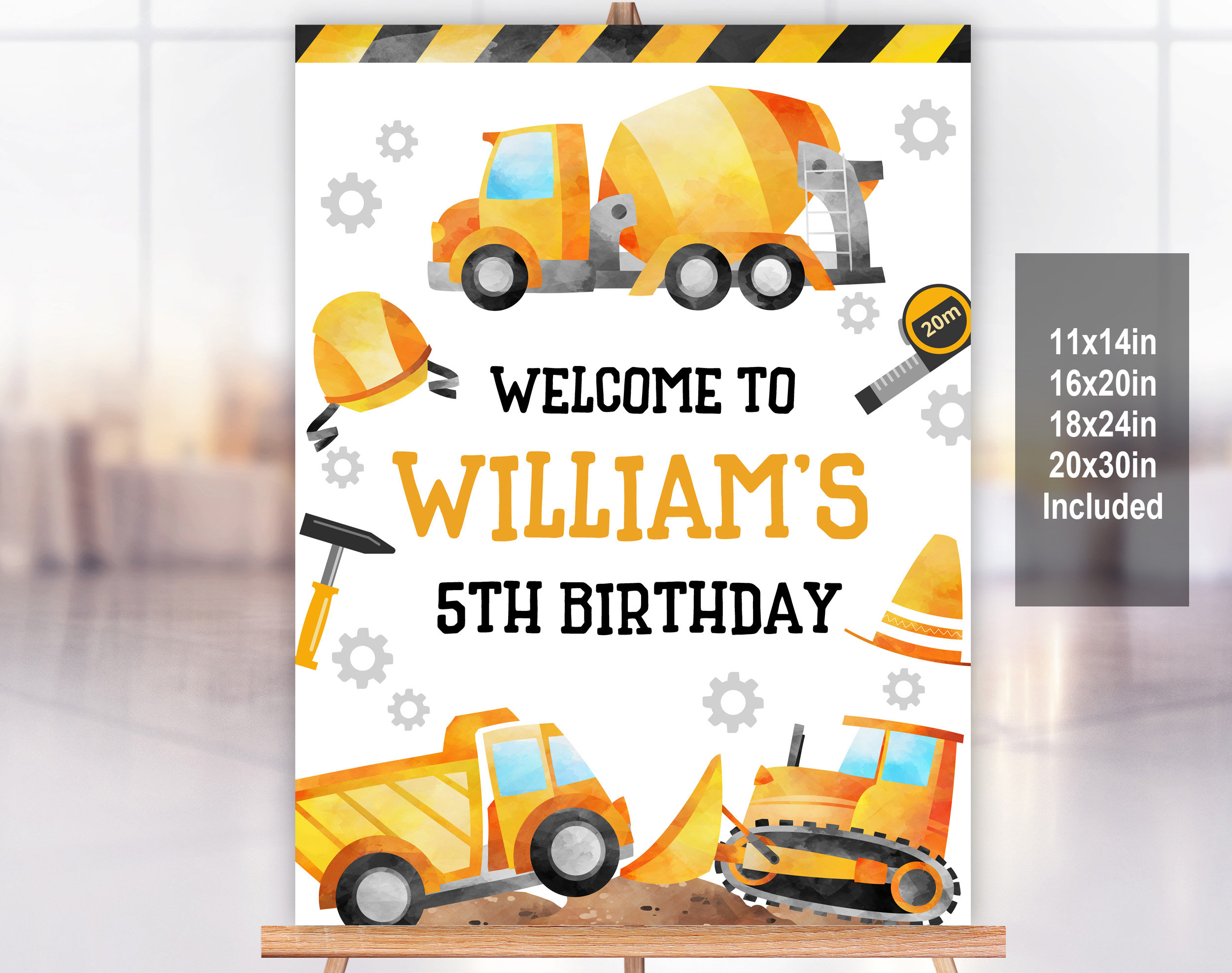 Construction Birthday Welcome Sign Size Vary EDITABLE - Etsy
