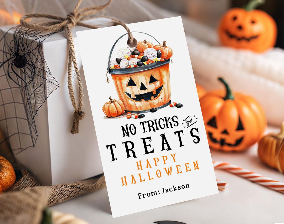 Halloween Treat Tags: Editable Printable Favor Labels, 2x3.5in - Etsy