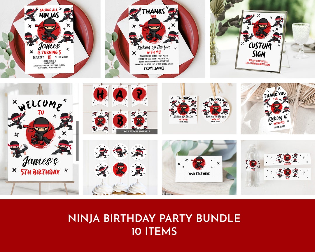 Ninja Birthday Party Package Ninja Party Bundle Ninja Printables ...