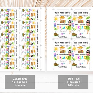 Hawaii Summer Luau Teacher Appreciation Gift Tag Your Turn to Relax in ...
