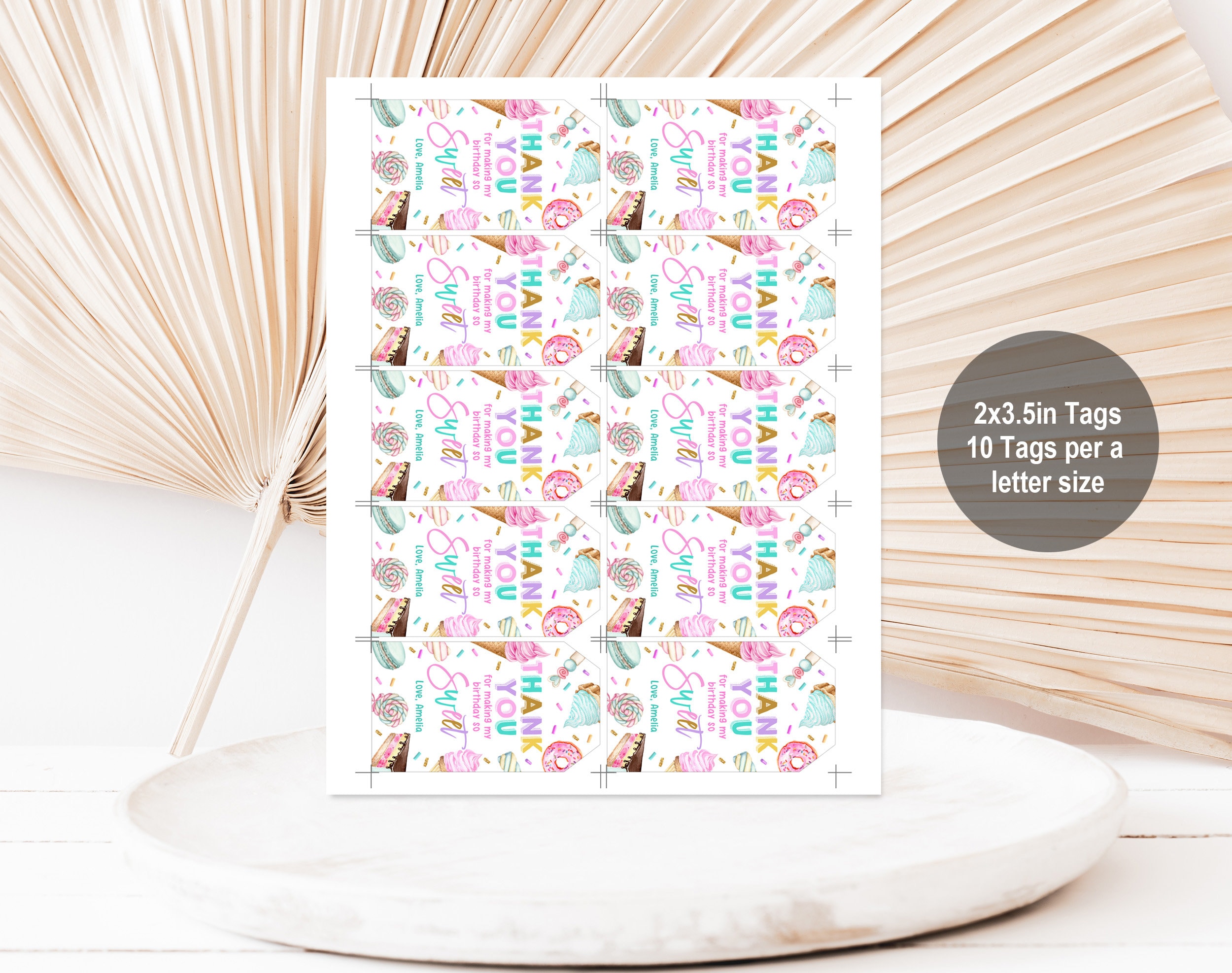 Thank You Tags: Editable Sweet Party Favors - Ice Cream, Cupcake, Donut ...