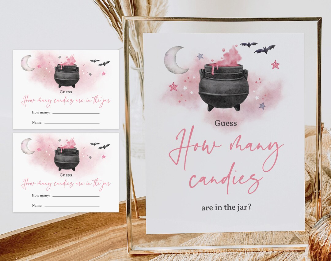 Halloween How Many Candies Are in the Jar Sign and Ticket Halloween ...