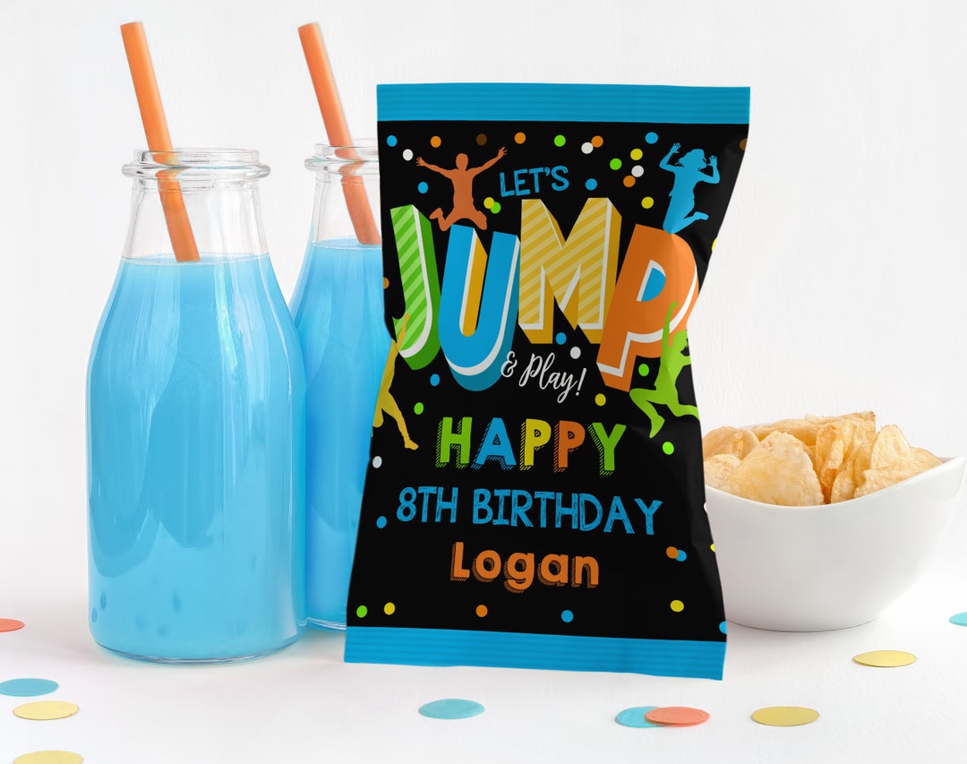 Jump Birthday Party Chip Bag Trampoline Party Chip Bag Favors Bounce ...