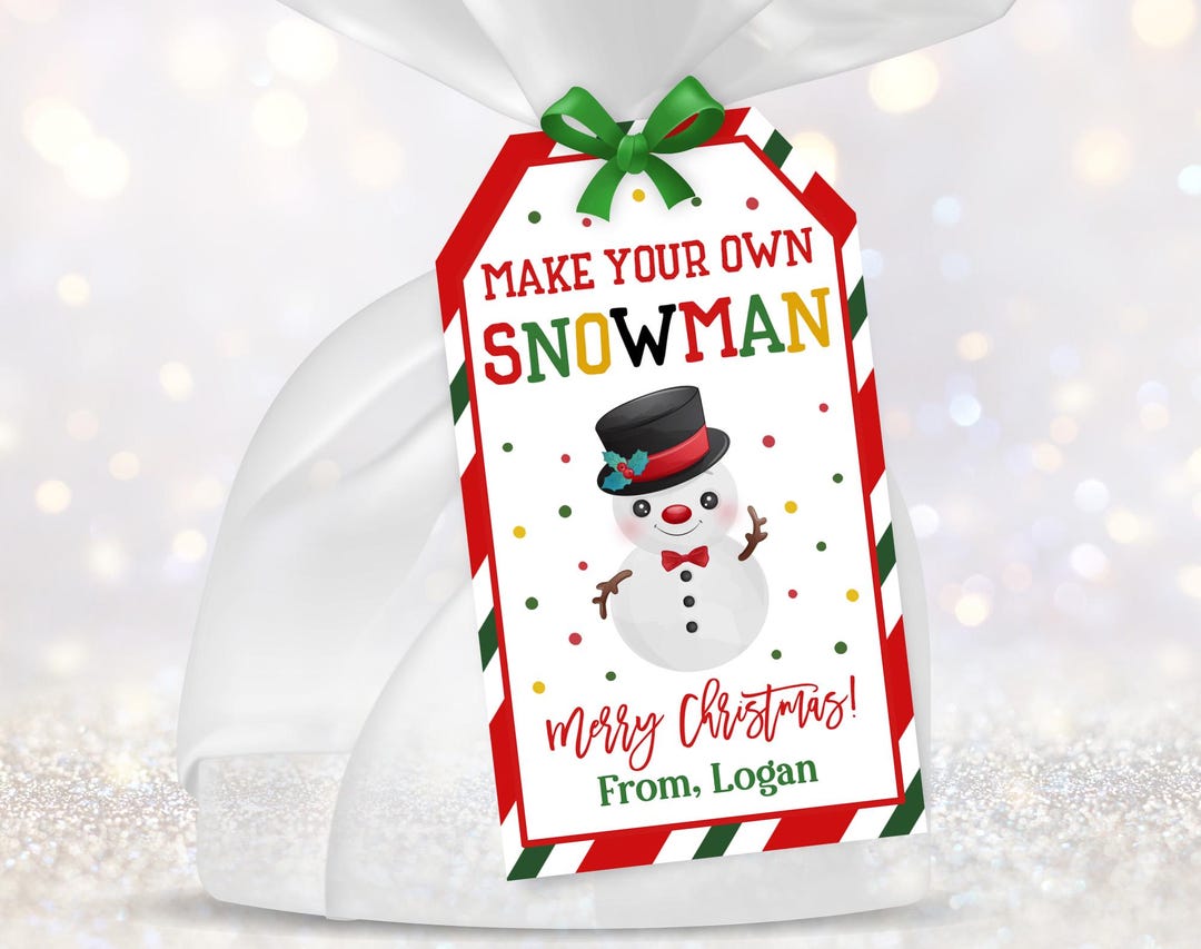 Christmas Snowman Tags, Editable Printable (make Your Own, Kids School ...