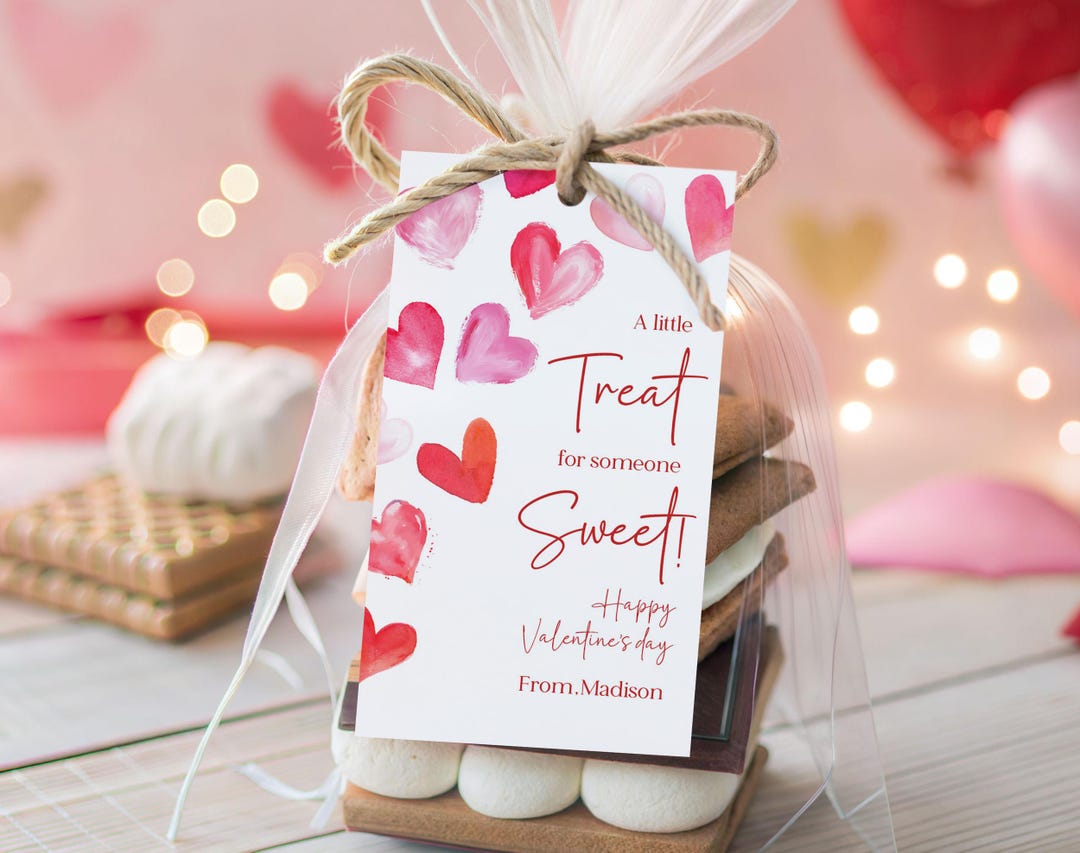 Printable Valentine Gift Tags, Treat Bag Labels (kids School, Editable ...