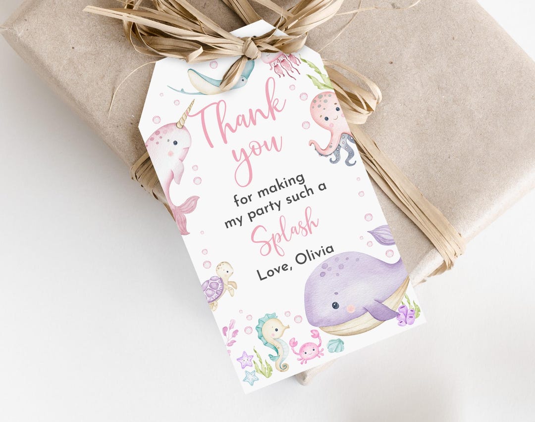Under the Sea Gift Tags: Ocean Theme Party Labels (printable PDF Bir463 ...