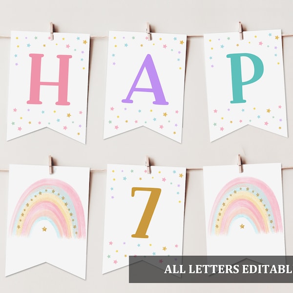 Rainbow Bunting - Etsy