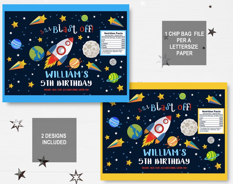 Outer Space Chip Bag Planets Rocket Ship Astronaut Favor Bag | Etsy