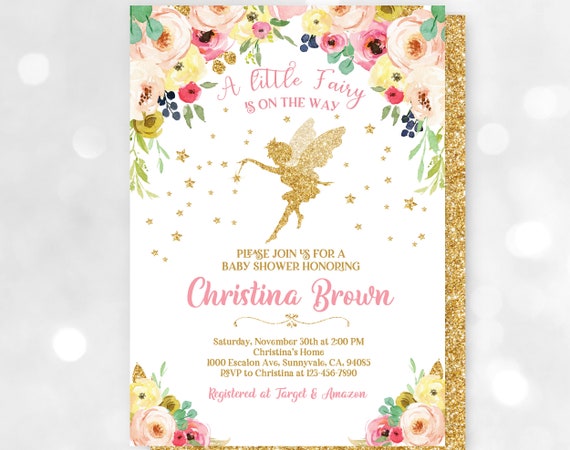 Fairy Baby Shower Invitation Floral Enchanted Pixie Baby | Etsy