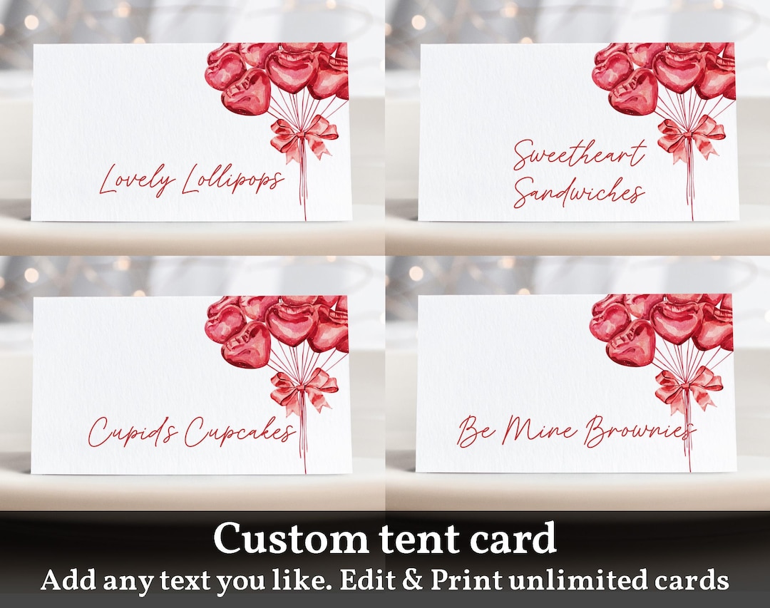 Editable Valentine's Day Buffet Card Valentine Place Cards Baby Shower ...
