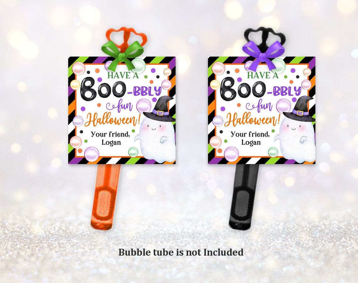 Halloween Bubbles Tag Halloween Kids Halloween Favor Tag - Etsy