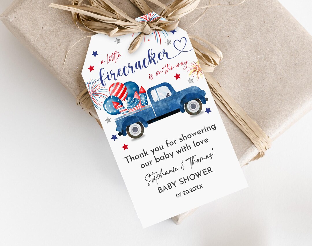 A Little Firecracker is on the Way Tags 4th of July Baby Shower Favor ...