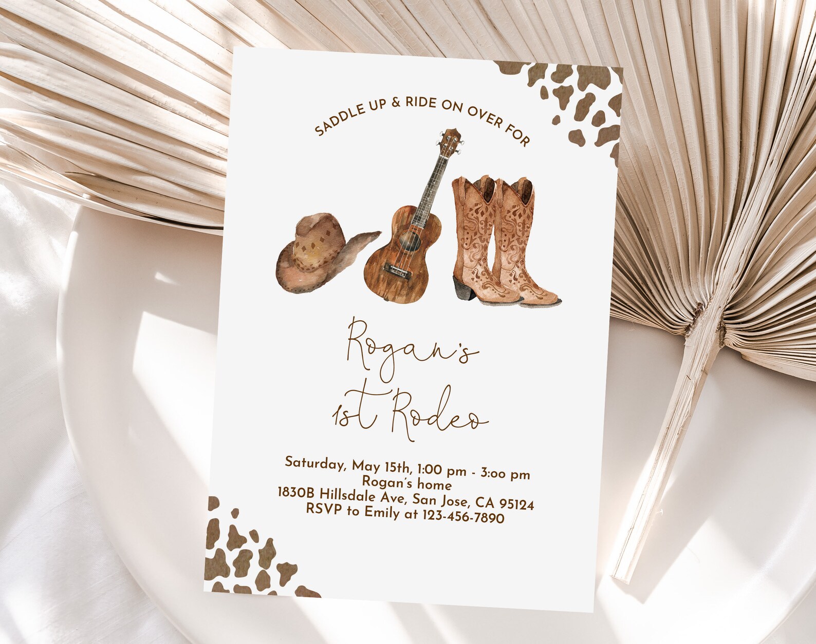 First Rodeo Birthday Invitation Template Cowboy Cowgirl - Etsy