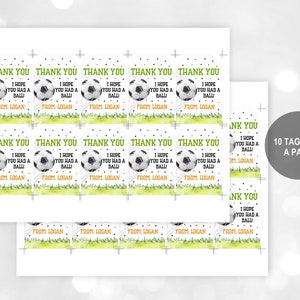 Soccer Birthday Favor Tags Thank You Tag Soccer Party Favor Label ...