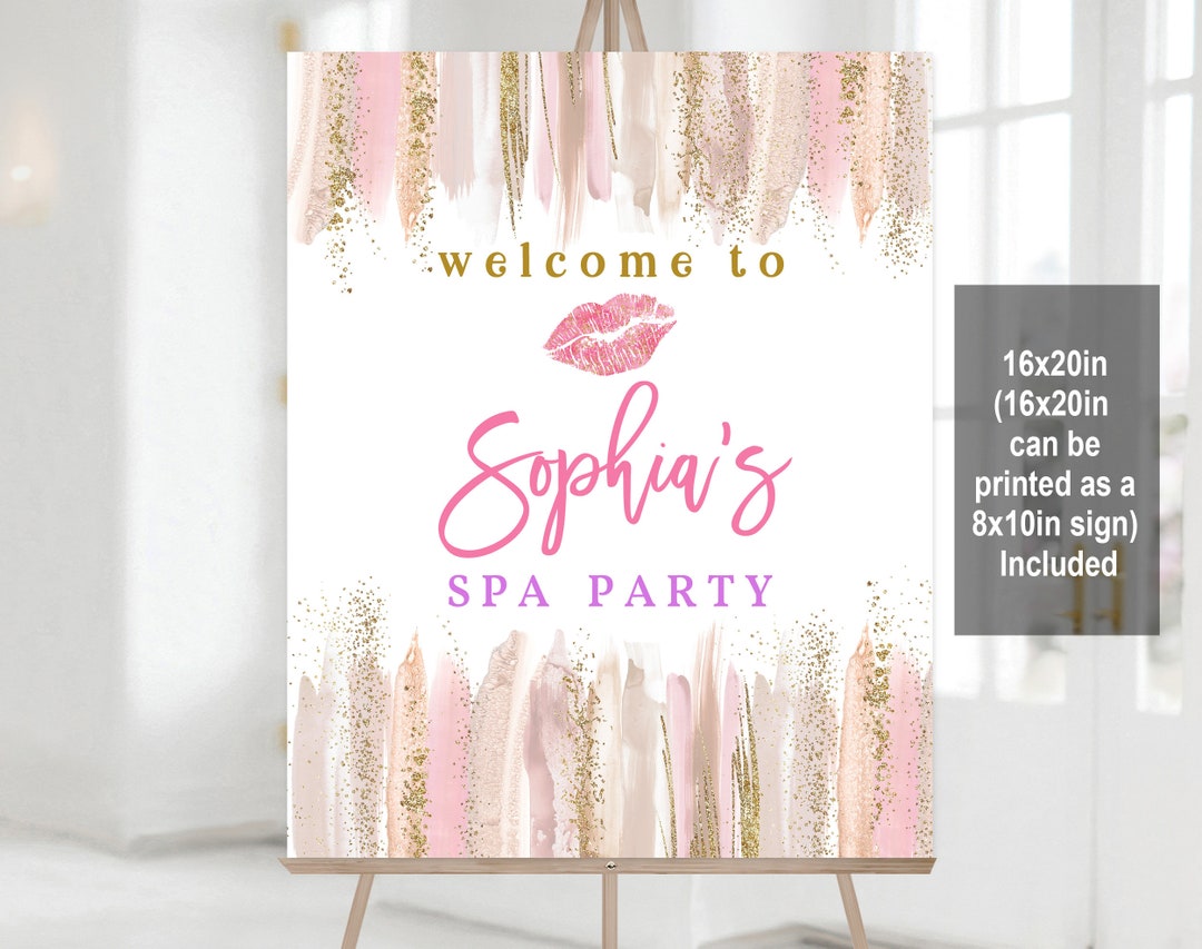 Spa Party Welcome Sign Makeup Party Poster Spa Birthday Decoration Glam ...
