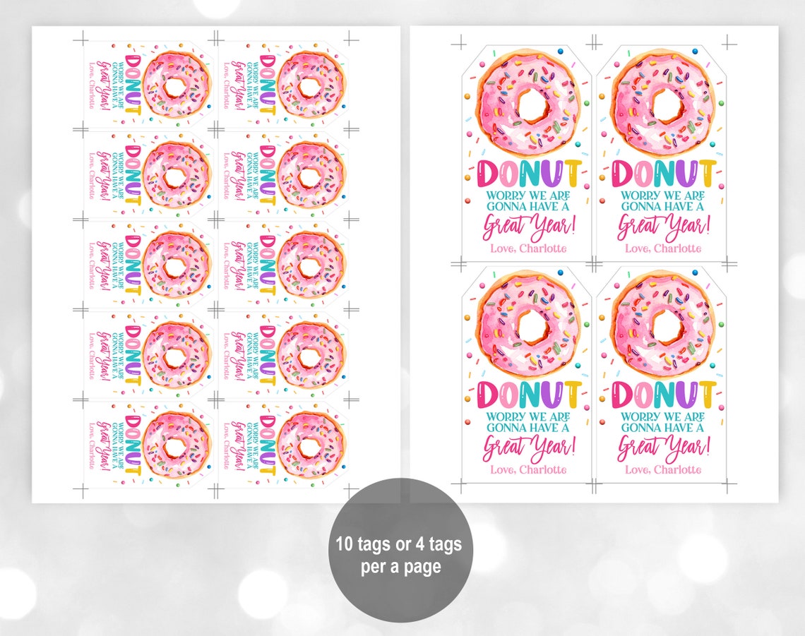 Back to School Gift Tags: Donut Worry Design (editable Printable Bst22 ...