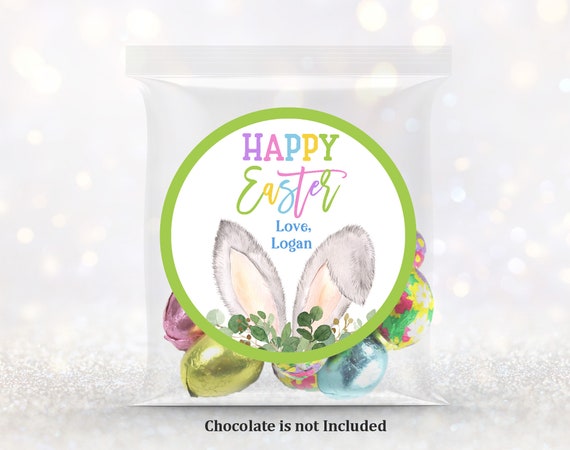 Easter Gift Sticker Bunny Basket Label Party Favor Tag Kids | Etsy