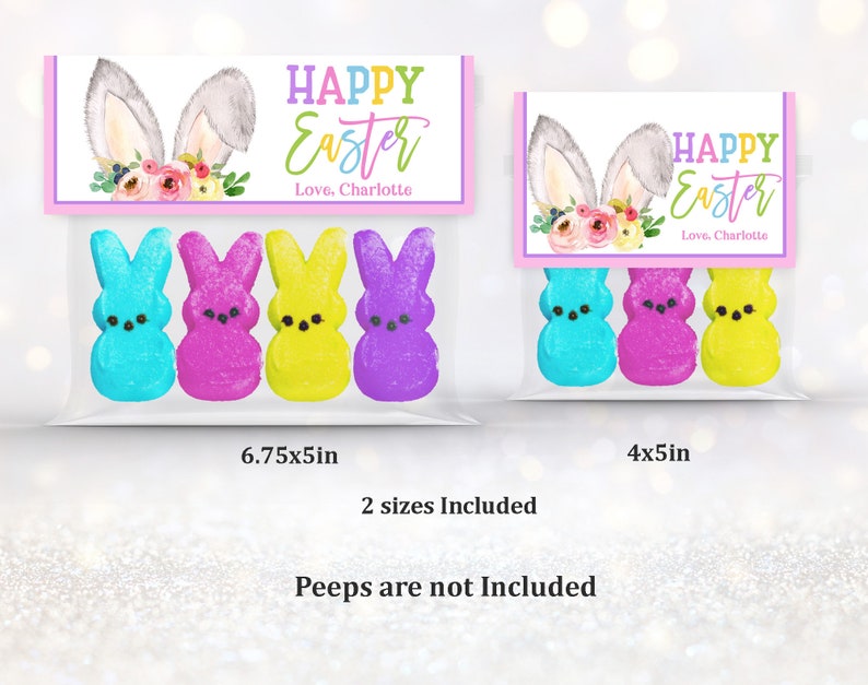 Easter Treat Bag Toppers Classroom Favor Happy Easter Peeps - Etsy