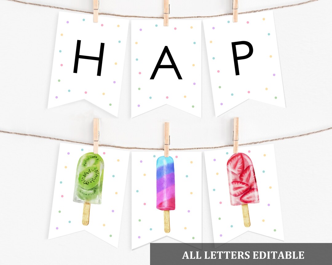 Popsicle Birthday Banner Ice Cream Garland Summer Birthday Decor ...
