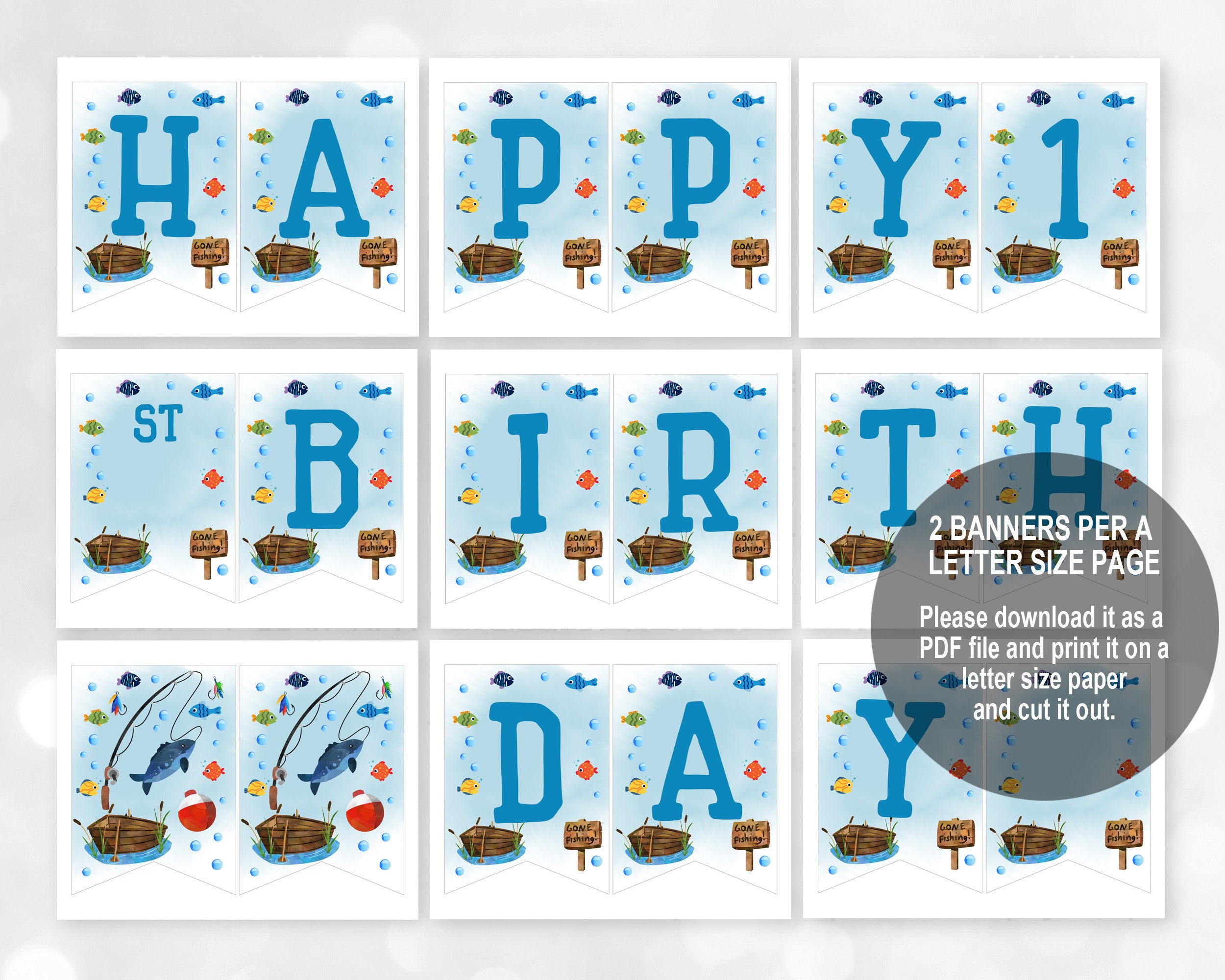 Fishing Party Banner: Printable Birthday Decor (editable File Bir243 ...