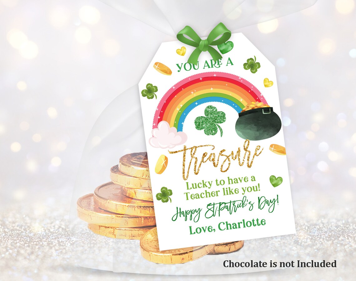 St. Patrick Day Gift Tag Teachers Treat Label Treasure Tag - Etsy