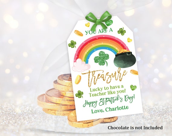 St. Patrick Day Gift Tag Teachers Treat Label Treasure Tag | Etsy