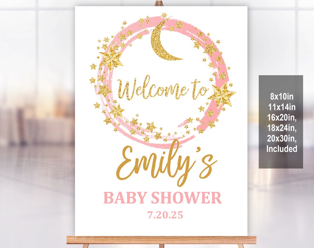 Twinkle Twinkle Little Star Welcome Sign Baby Shower Party Welcome Sign ...